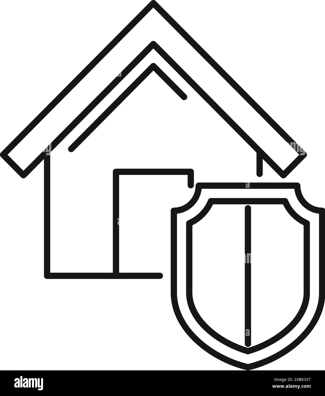 Line drawing of a shield protecting a house symbolizing home insurance Stock Vector Image & Art ...