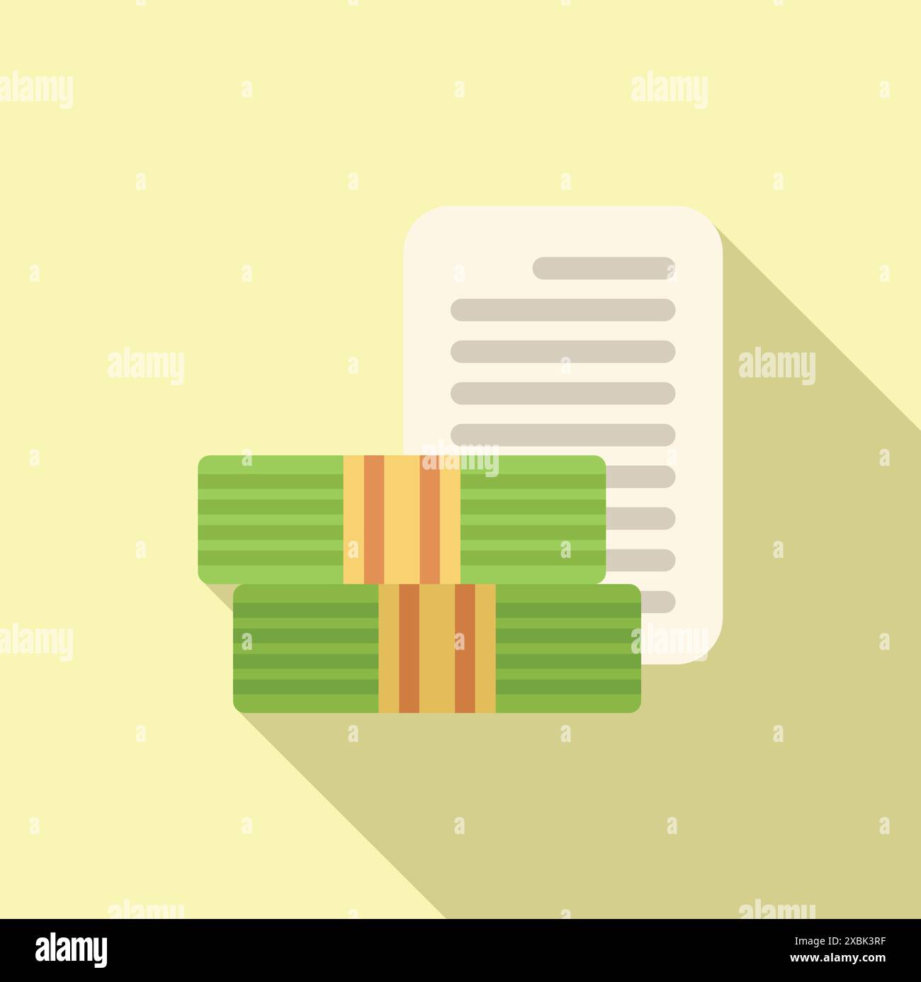 Illustration of a financial budget with a stack of bank notes depicting ...