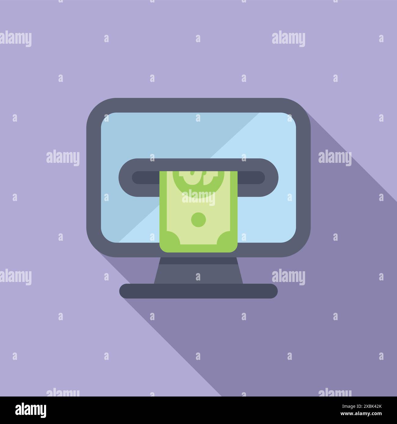 Computer accepting a banknote, depicting the concept of online payment ...