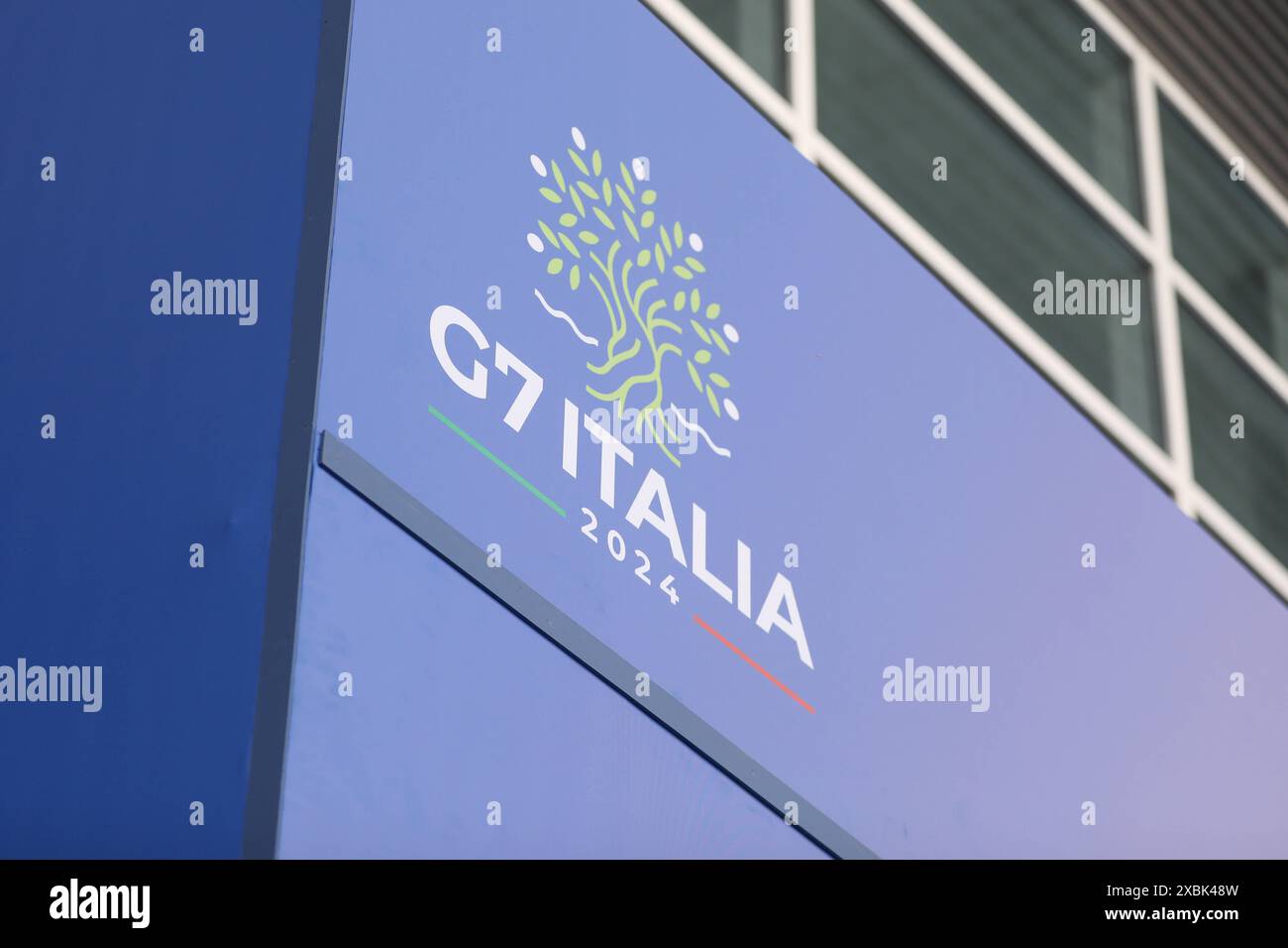 Bari, Italien, 12.06.2024: G7-Gipfel: Logo *** Bari, Italy, 12 06 2024 G7 Summit Logo Copyright ...