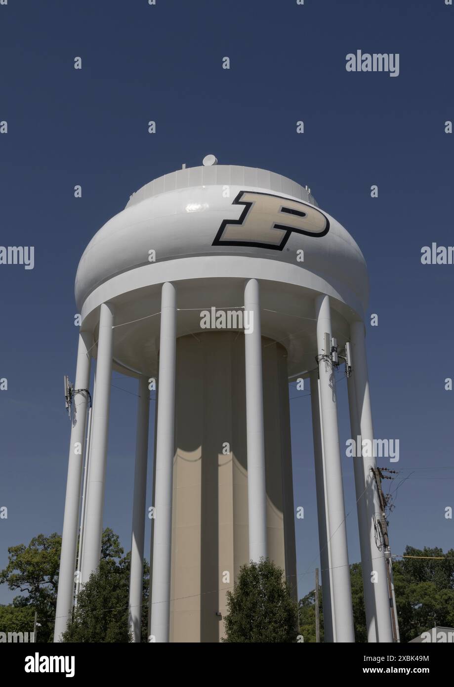 West Lafayette - June 11, 2024: Purdue water tower on the campus of ...
