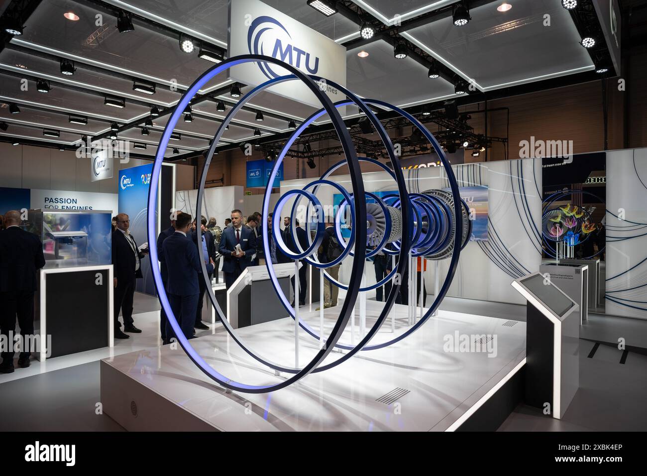 BERLIN - JUNE 06, 2024: The stand of MTU Aero Engines AG, is a German ...