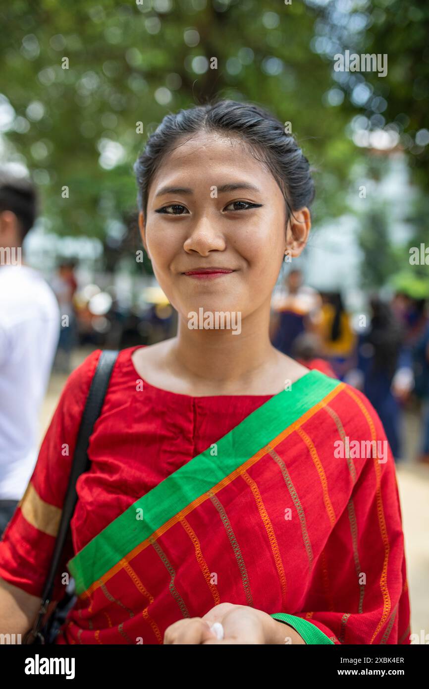 A woman of Garo community joined the event to mark the World Indigenous ...