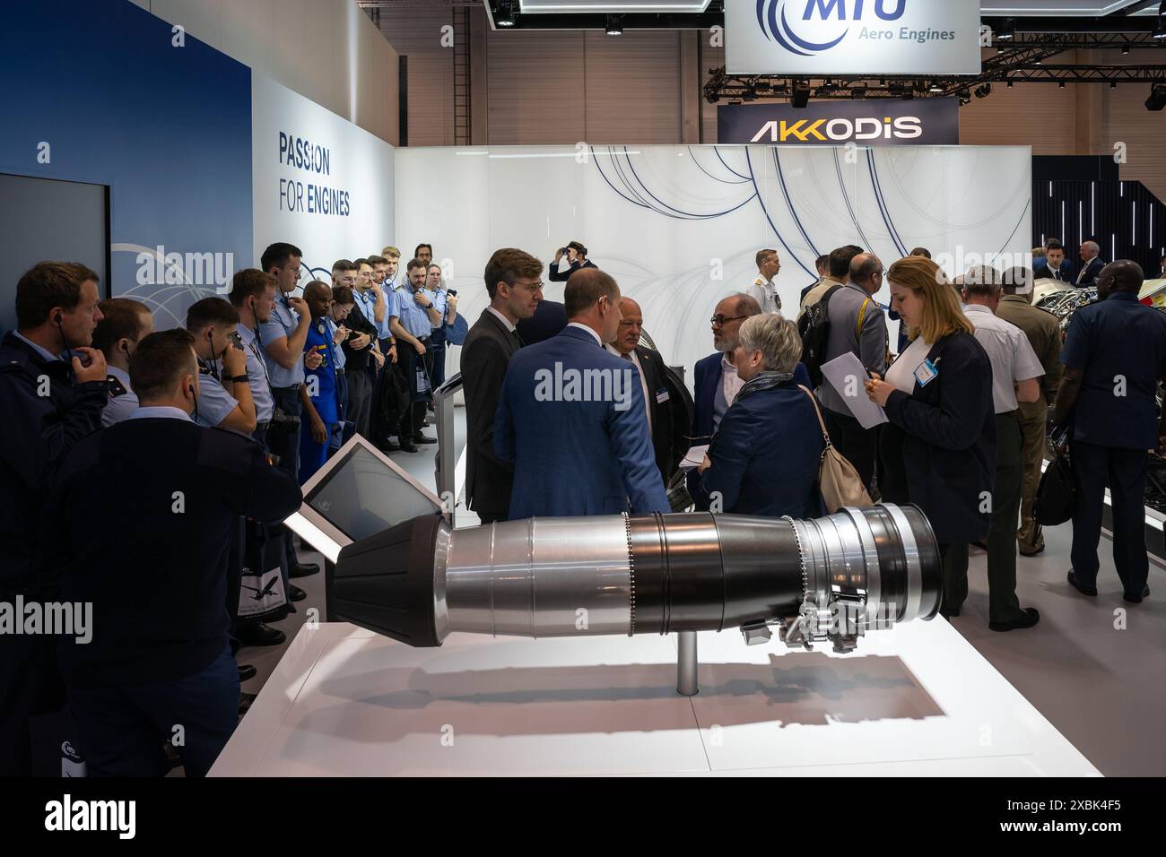 BERLIN - JUNE 06, 2024: The stand of MTU Aero Engines AG, is a German ...