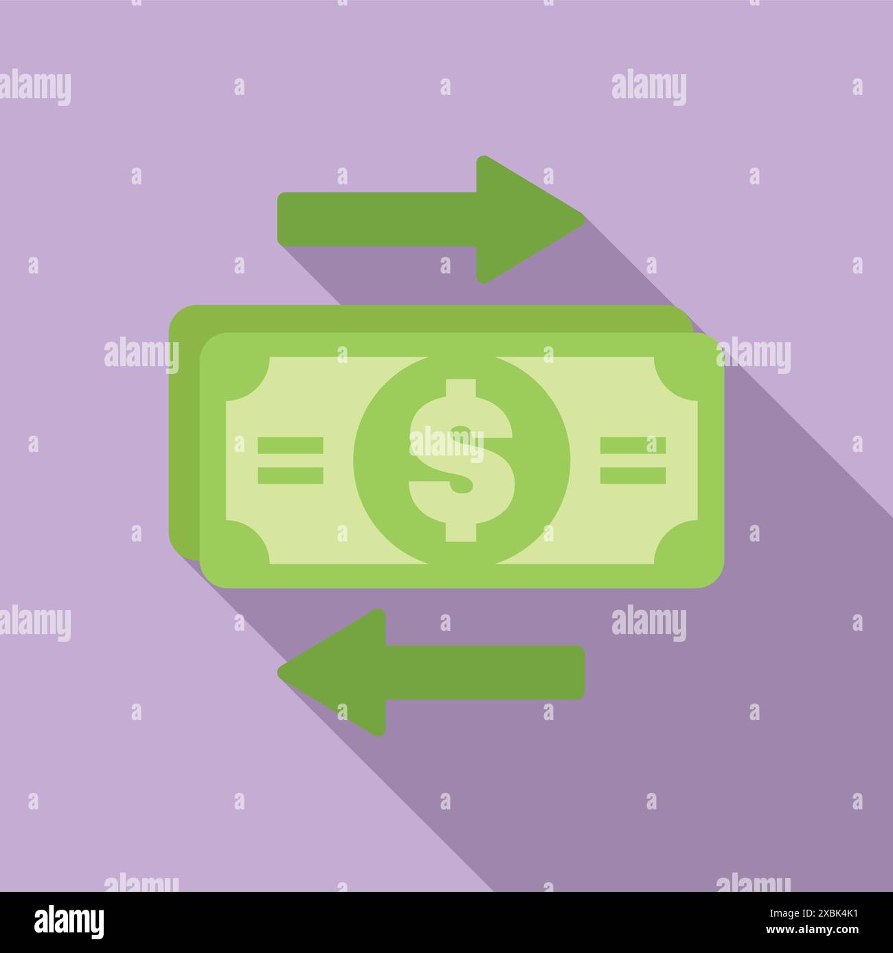 Green dollar bill with two arrows pointing in opposite directions ...