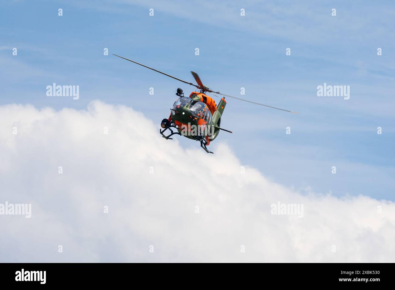 The demonstration flight of light utility helicopter Airbus H145 SAR (Search and Rescue) by ...