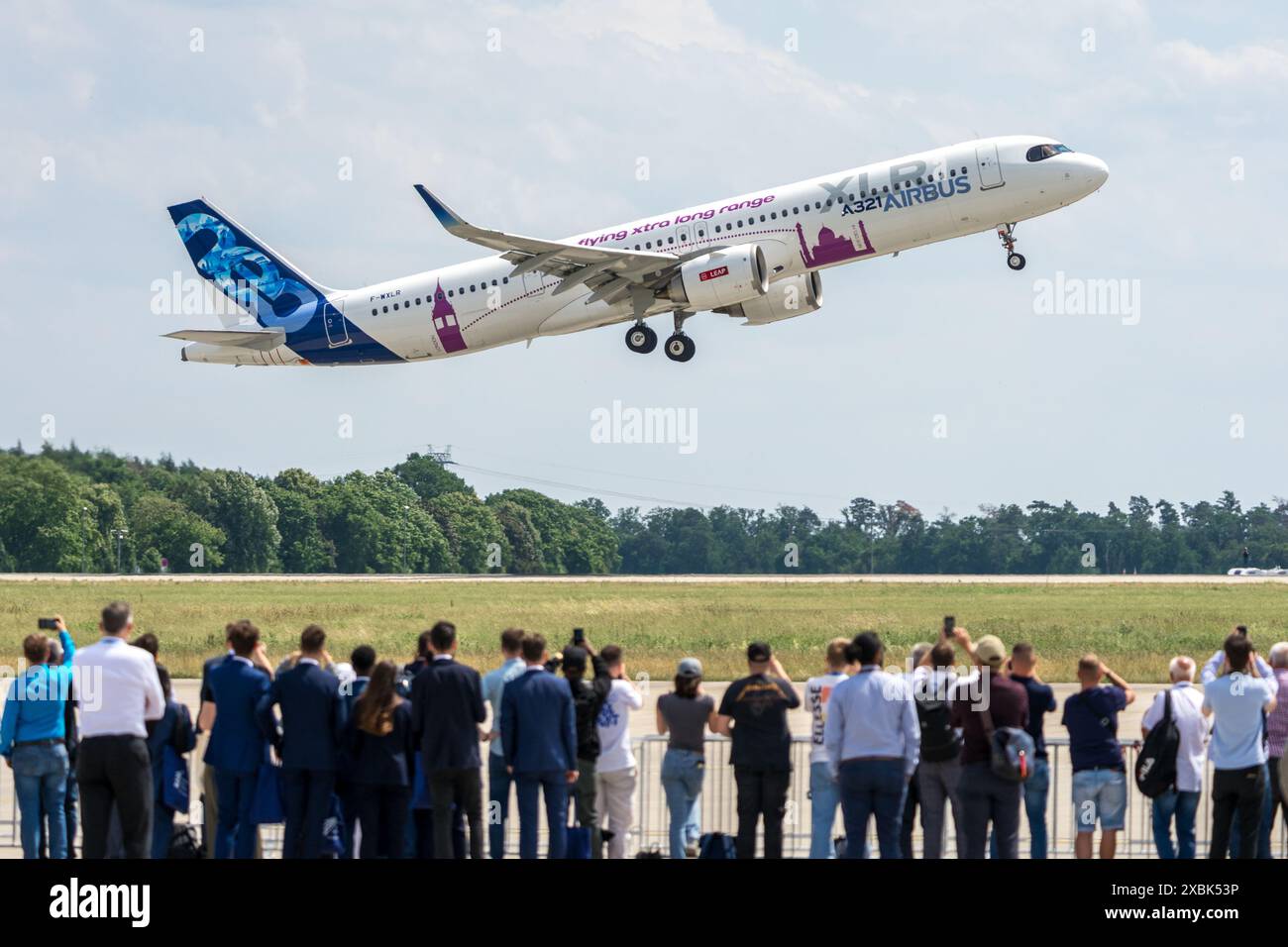 Demonstration flight of the narrow-body airliner Airbus A321XLR Stock ...