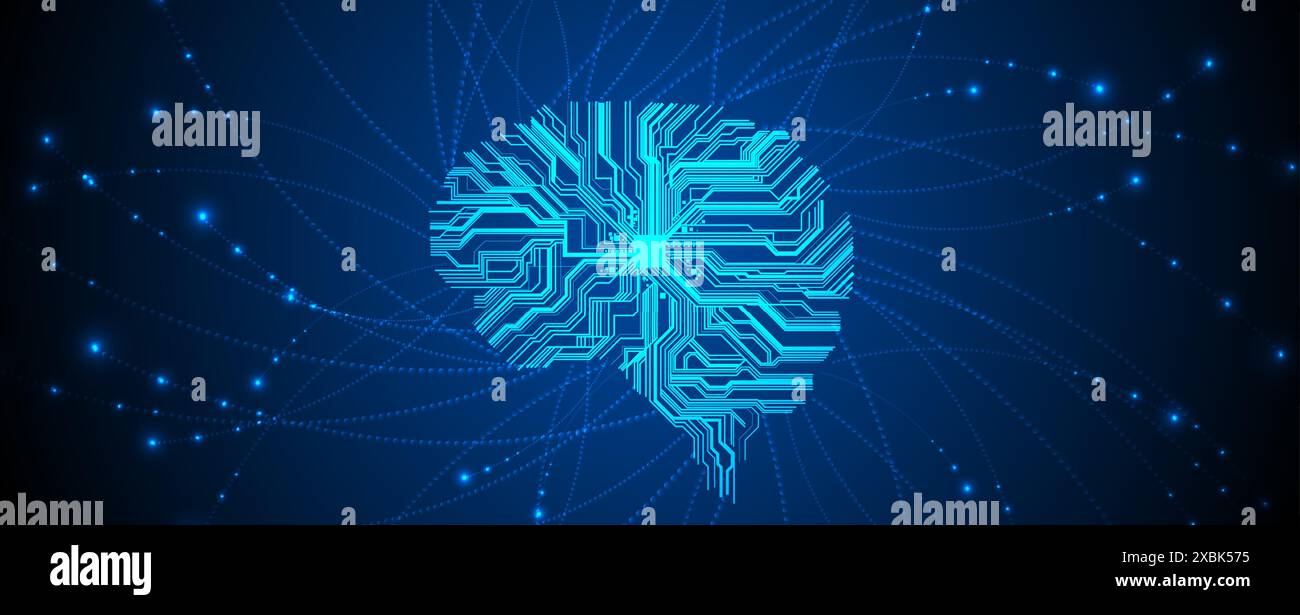 Abstract Artificial intelligence. Cloud computing. Machine learning. Technology web background ...