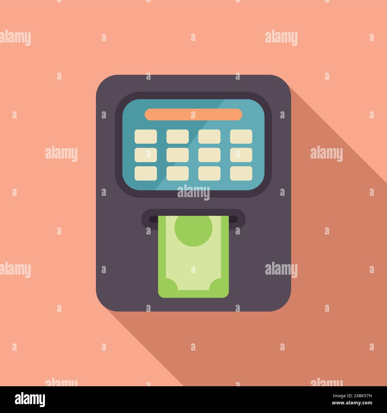 Atm cash machine dispensing money with long shadow Stock Vector Image ...