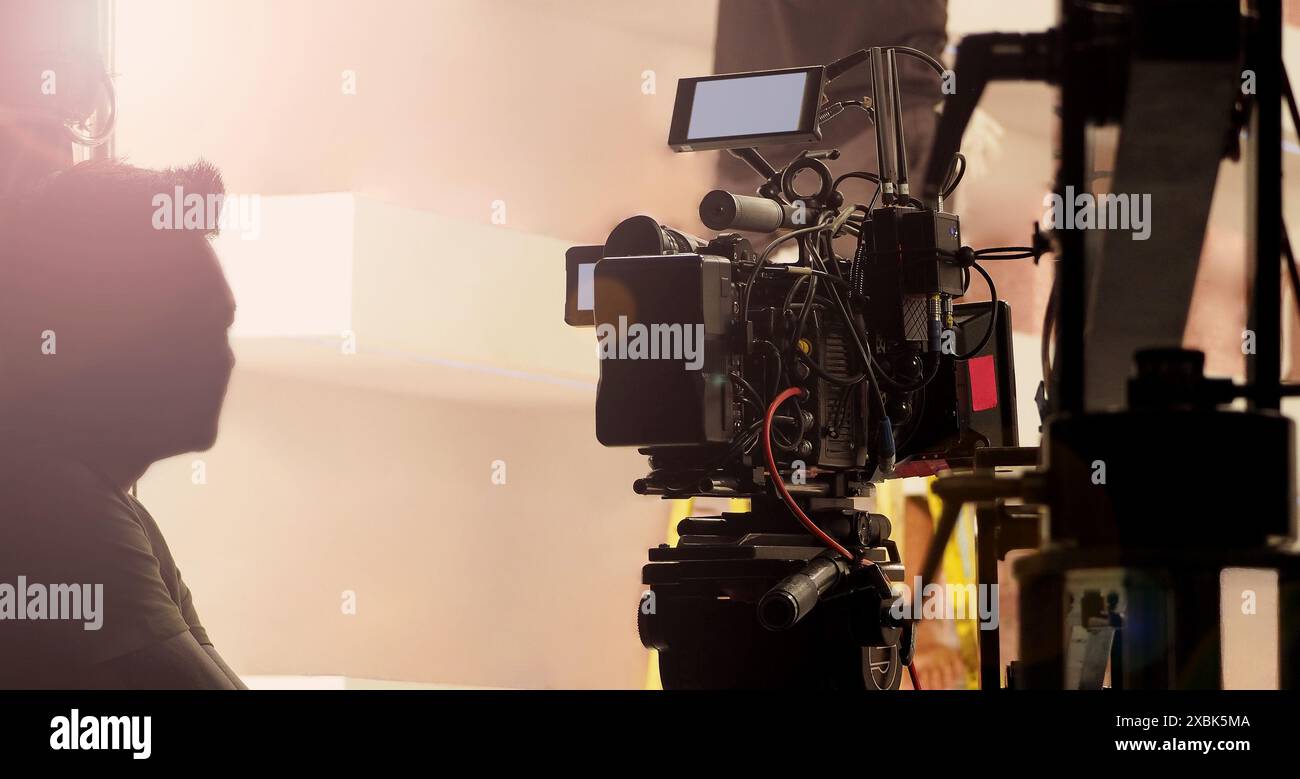 Filmmaker crew team with professional cinema equipment and video camera ...