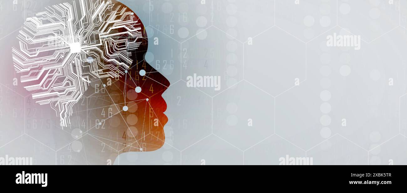 Abstract Artificial intelligence. Cloud computing. Machine learning. Technology web background ...