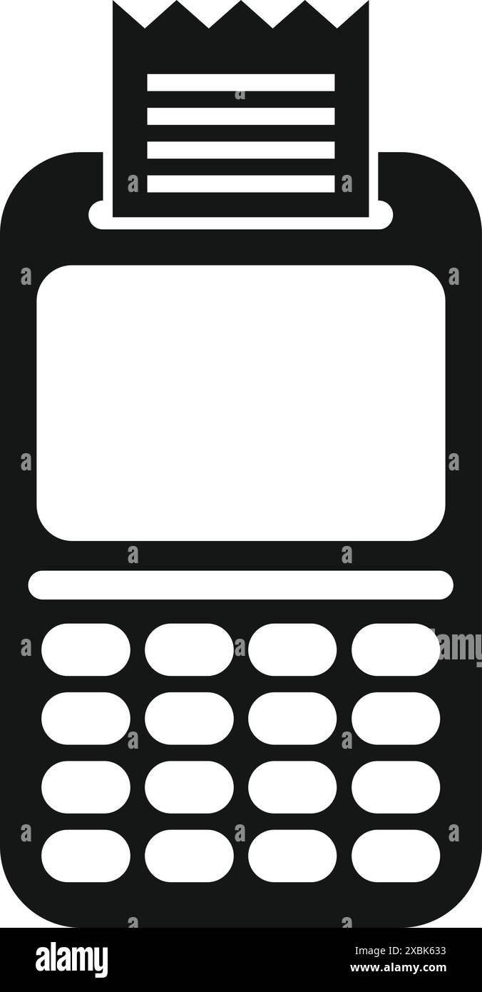 Black pos terminal icon printing paper receipt, simple style Stock ...