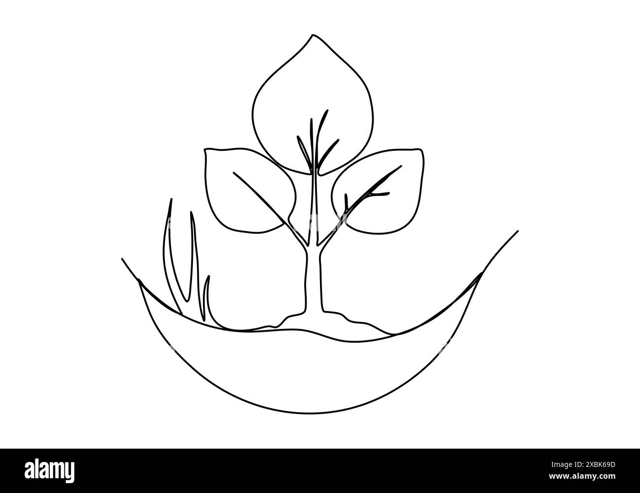 Plant, one line drawing vector illustration Stock Vector Image & Art ...
