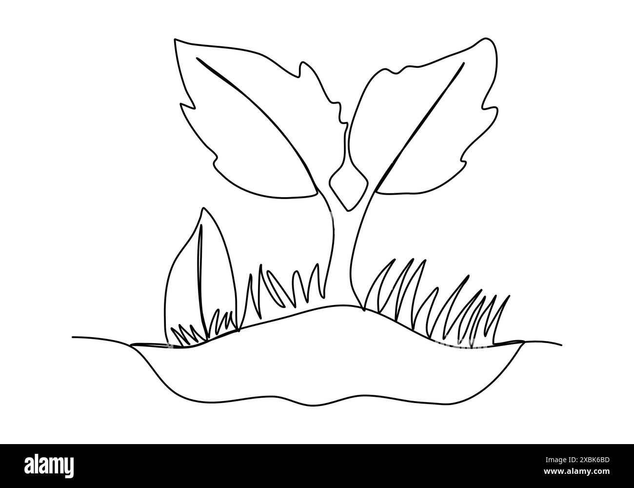 Plant, one line drawing vector illustration Stock Vector Image & Art ...