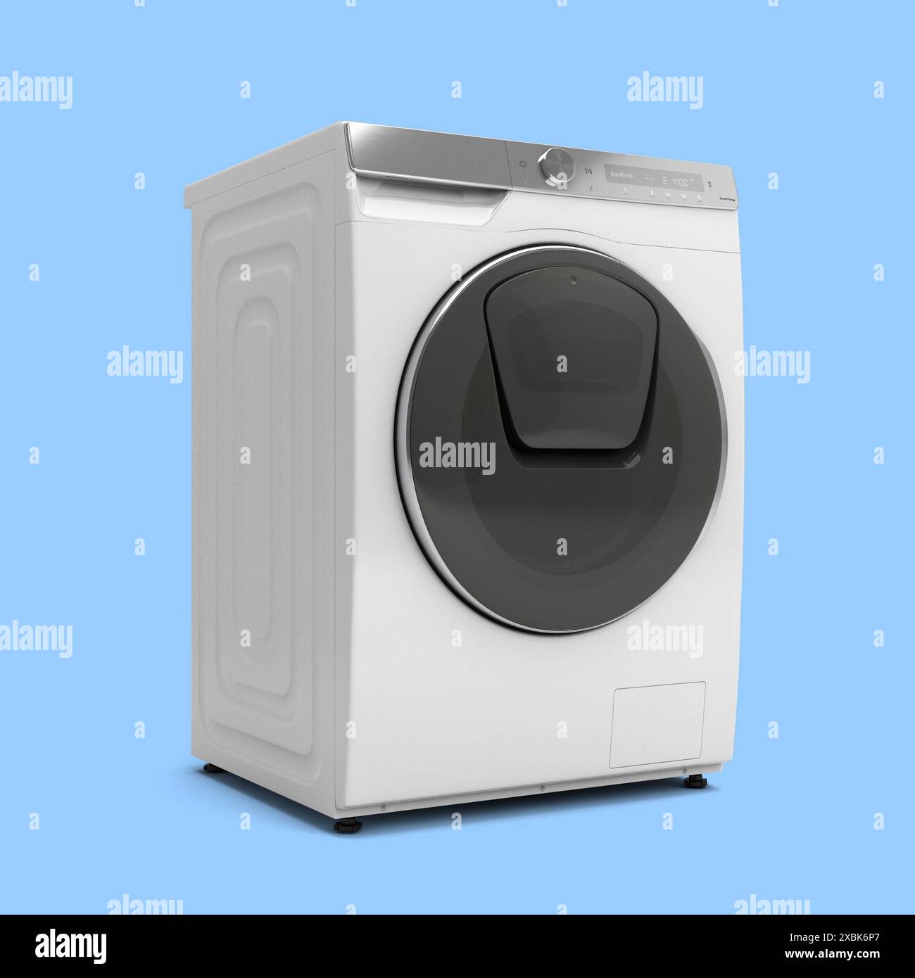 New modern Washing machine perspective view 3D render on blue Stock ...