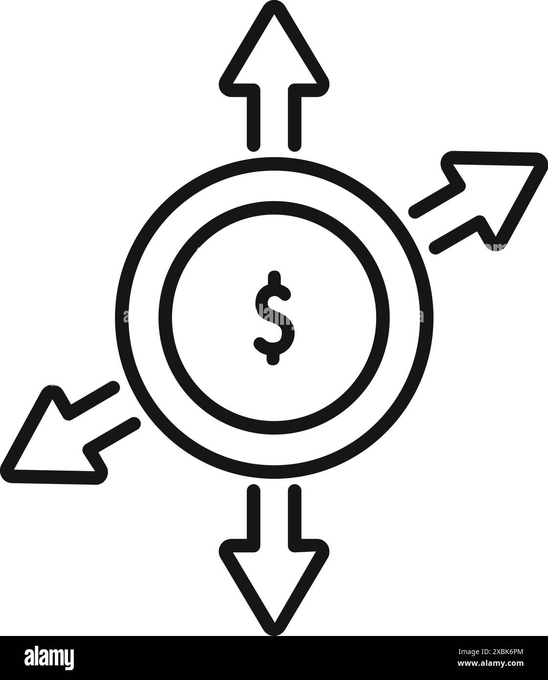 Line icon representing money flow with some arrows going up and others ...