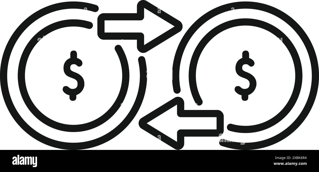 Money flow arrow icon representing exchanging currency symbol Stock ...