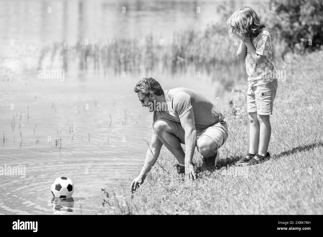 son has bonding time with father outdoor. favorite activity. Father and ...