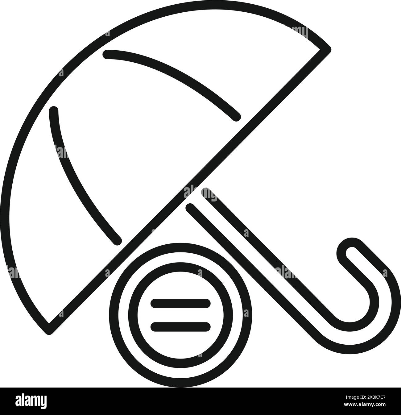 Line art icon of an umbrella covering an equality symbol representing ...