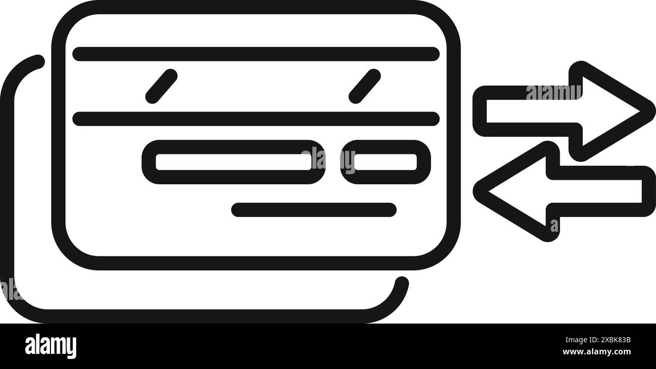 Line drawing of a credit card with two arrows pointing in opposite ...