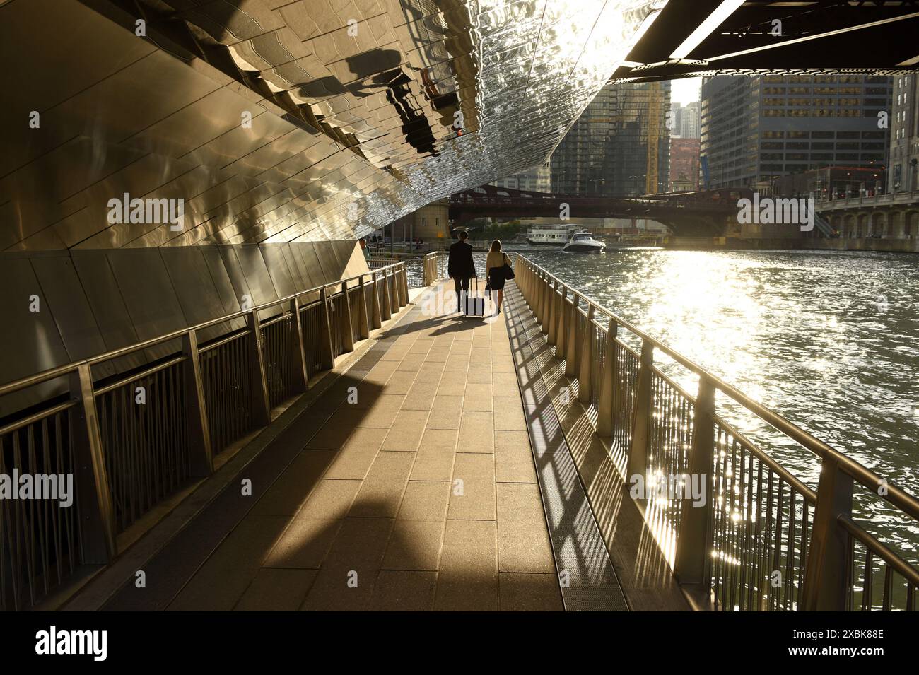 Chicago, USA - June, 2018: People on the Chicago Riverwalk in downtown ...