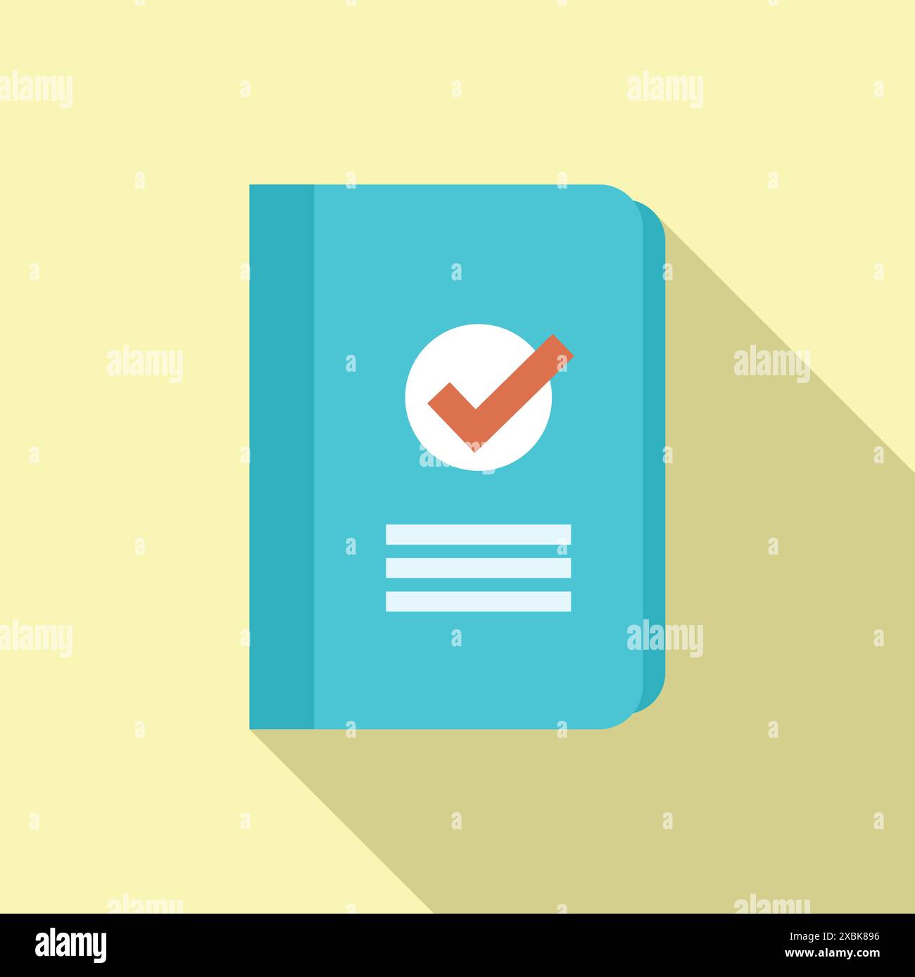 Blue notebook with a check mark icon, symbolizing a completed task or achievement Stock Vector ...