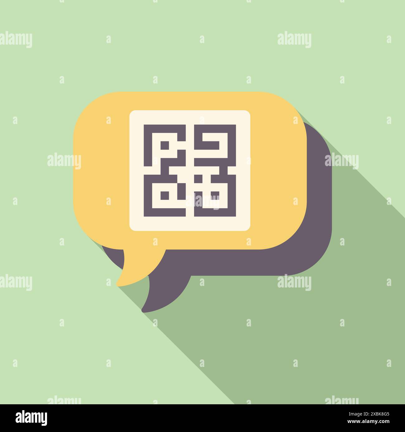 Yellow speech bubble containing a qr code, representing digital communication and online ...
