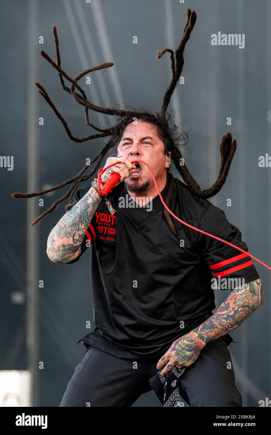 Hradec Kralove, Czech Republic. 12th June, 2024. Singer Sonny Sandoval of P.O.D., music band ...