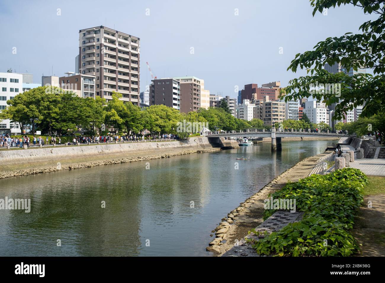View across river to the Atomic Bomb Dome or A-bomb dome (Genbaku Dome ...
