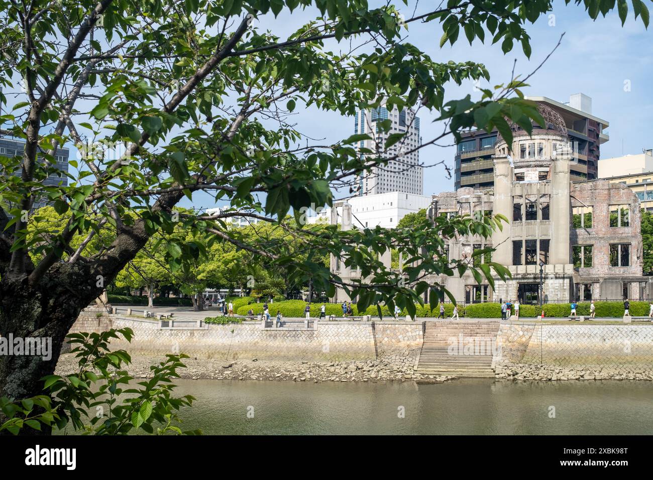 View across river to the Atomic Bomb Dome or A-bomb dome (Genbaku Dome ...