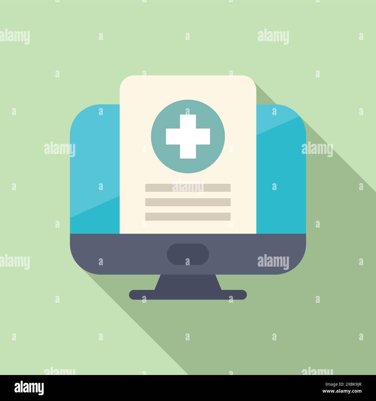 Medical record with cross symbol displaying on computer screen ...