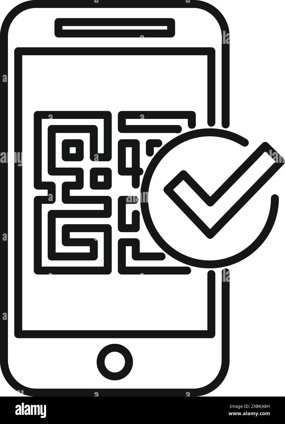Smartphone is scanning a qr code with a checkmark icon, indicating a ...