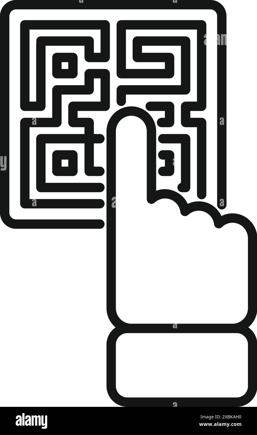 Hand is scanning a qr code with its index finger, symbolizing a quick ... Hand is scanning a qr code with its index finger, symbolizing a quick ...