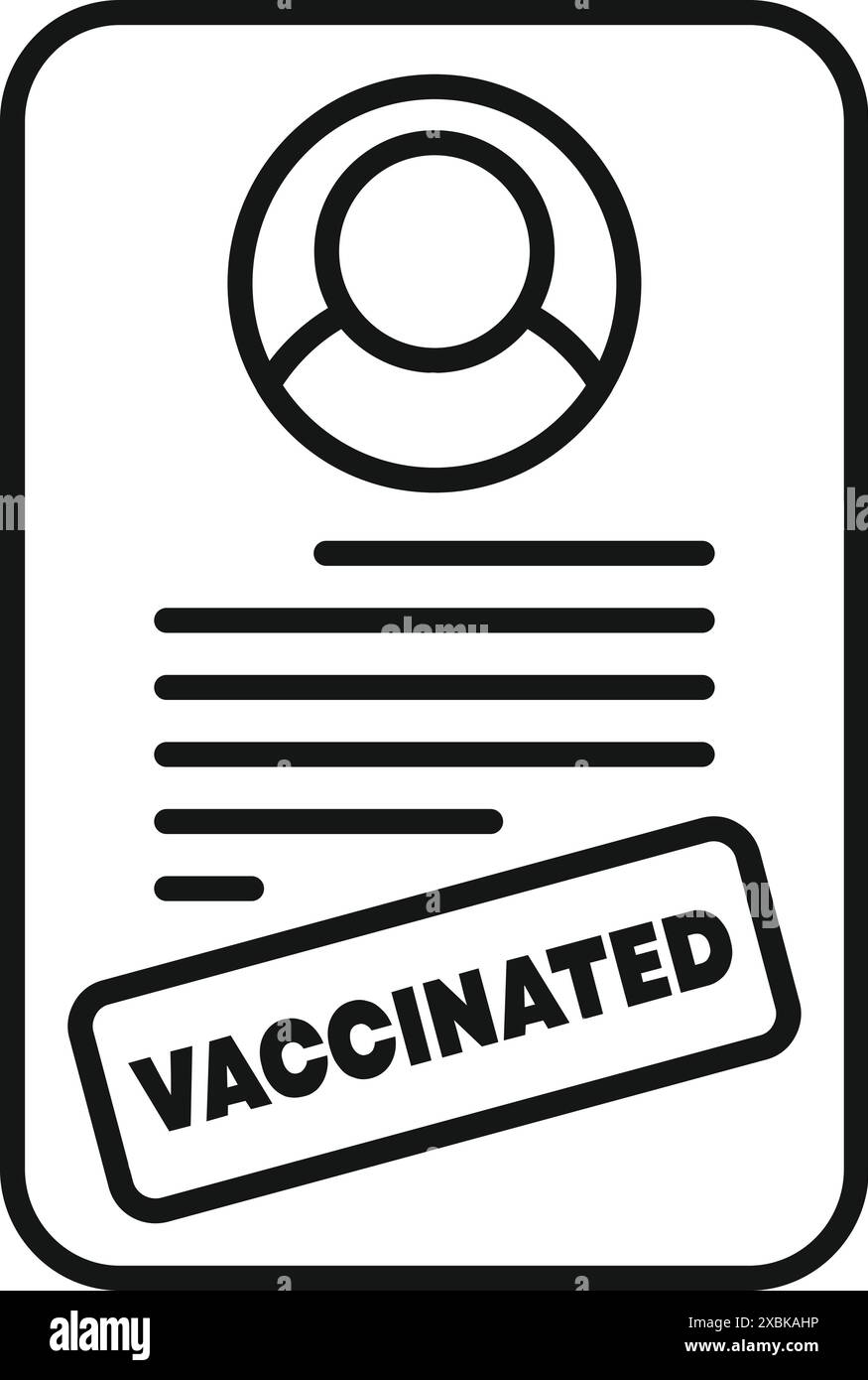 Line drawing of a patient file with the word vaccinated stamped across ...