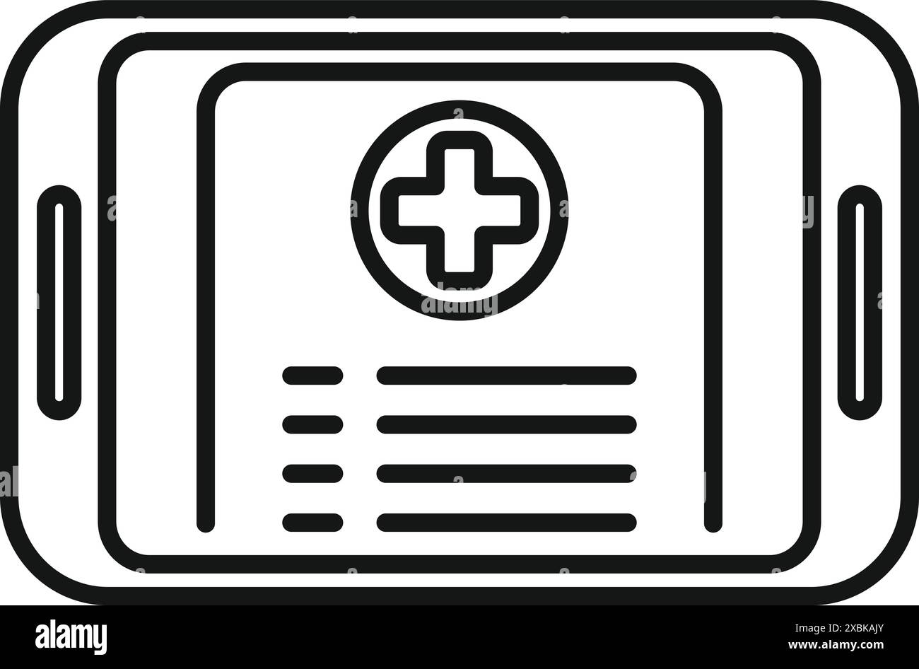 Simple line drawing of a smartphone displaying a medical app ...