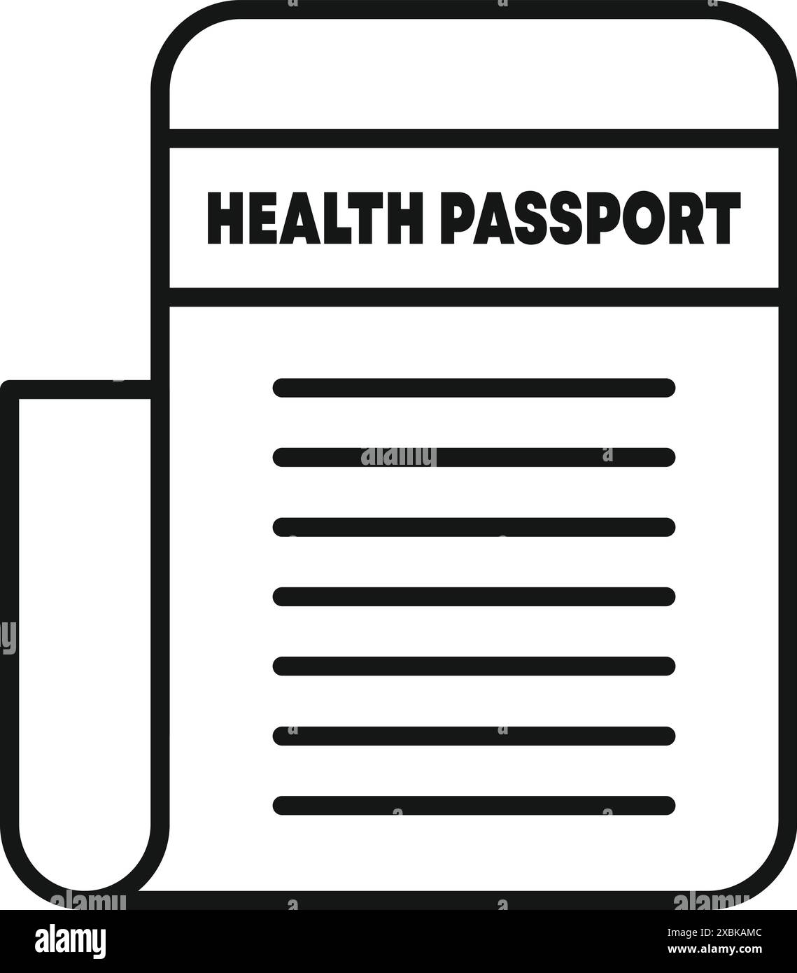 Line art icon of a health passport showing vaccination status allowing ...