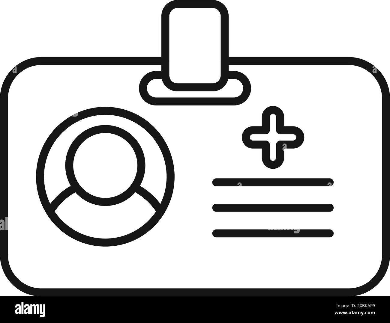 Line drawing of a medical id card hanging from a lanyard, emphasizing ...