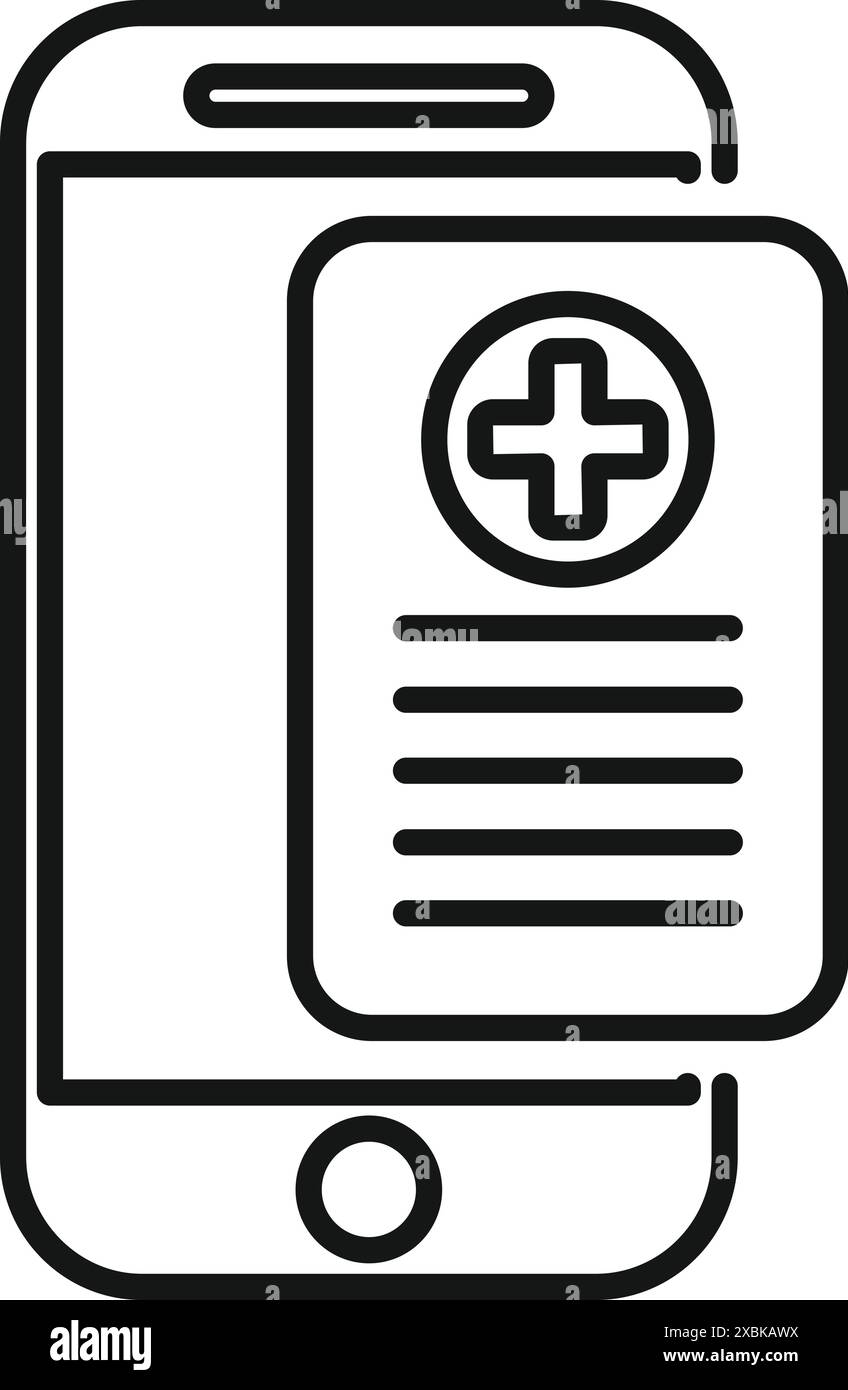 Simple design of a smartphone displaying medical information, evoking ...