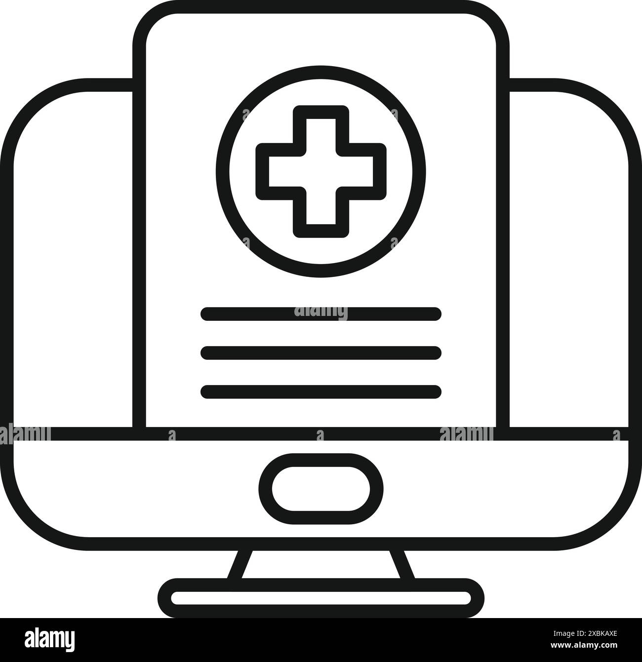 Icon depicting online medical consultation, showing medical information ...