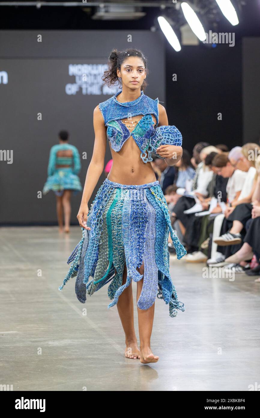 London, uk 12th June 2024 GFW international catwalk Graduate Fashion ...