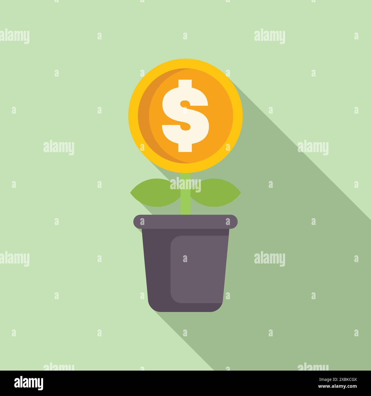 Money plant with a gold coin growing in a pot symbolizing economic ...