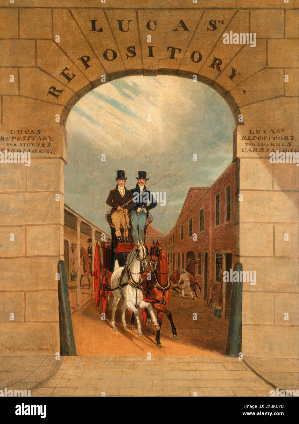 Schooling a Pair in a Brake at Lucas's Yard, Clerkenwell. James Pollard ...