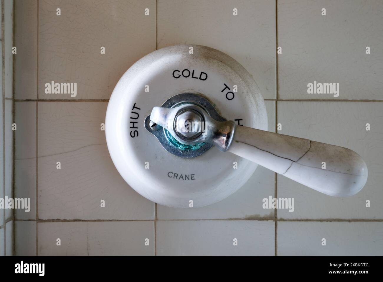 A vintage Crane porcelain single handle faucet valve for a shower/bath ...