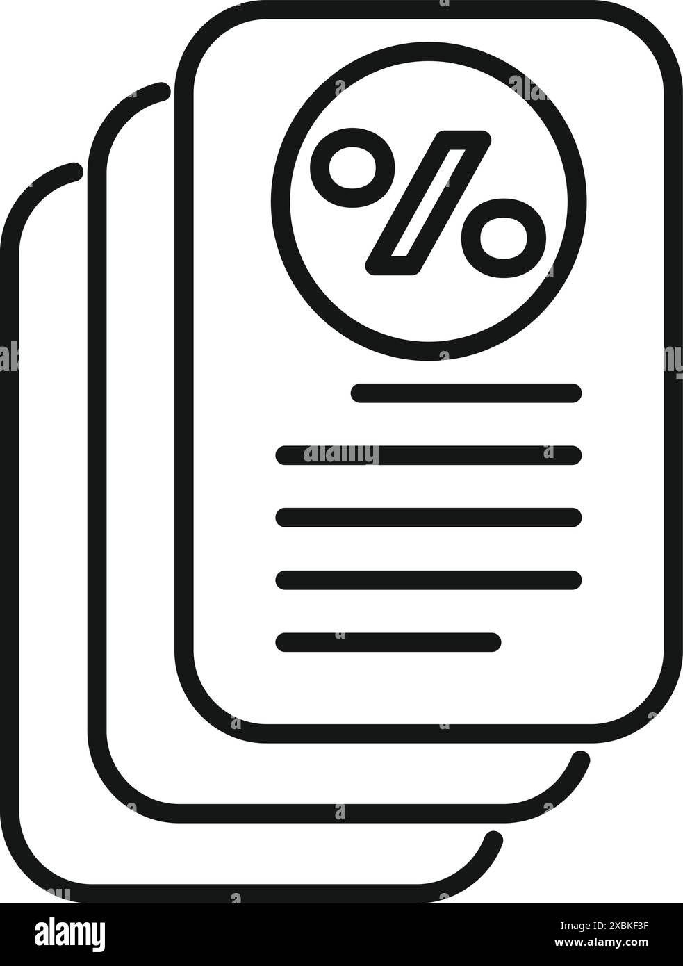 Line art icon of a stack of documents for calculating interest rate ...