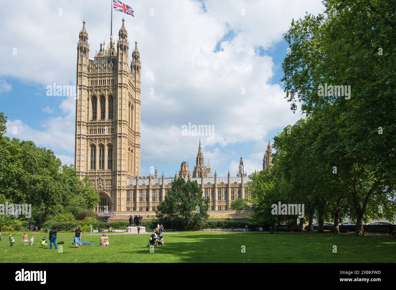 Victoria Tower Palace of Westminster Houses of Parliament as seen from Victoria Tower Gardens ...