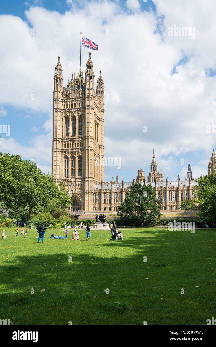 Victoria Tower Palace of Westminster Houses of Parliament as seen from Victoria Tower Gardens ...