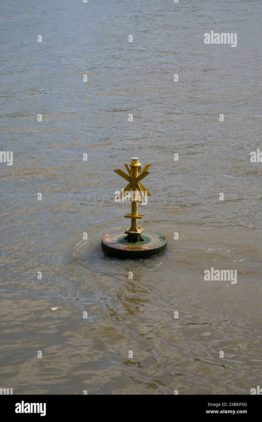 One of a line of security buoys guarding the Houses of Parliament River ...