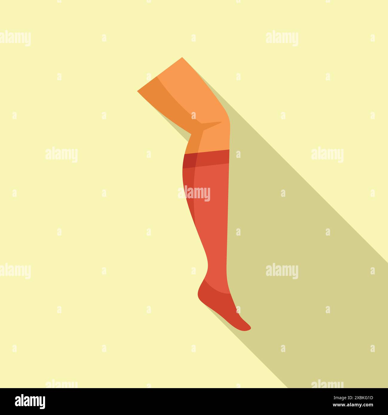 This illustration showcases a woman's leg adorned in a red compression ...