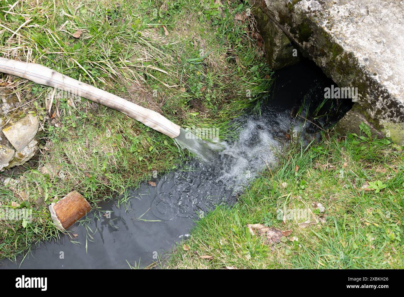 Water from hose flows hi-res stock photography and images - Alamy