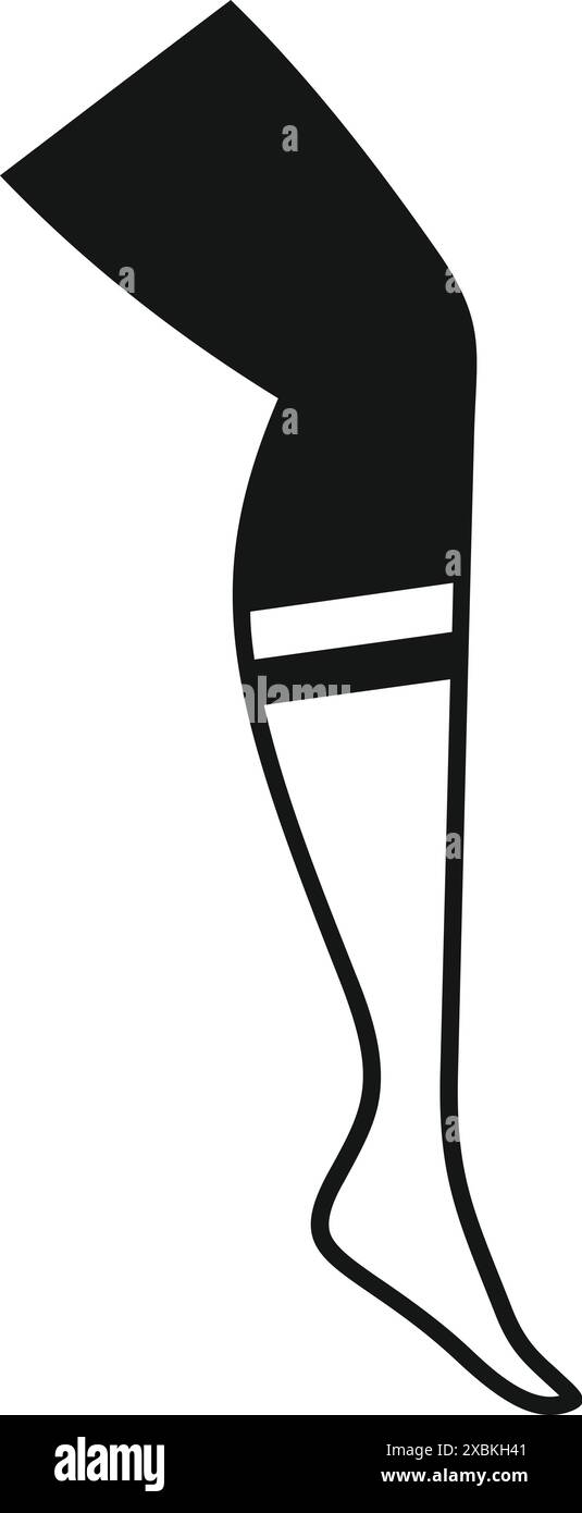 Woman leg wearing compression stocking icon in simple style isolated on ...